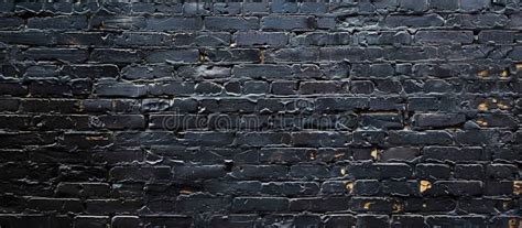 Dark Textured Black Brick Wall Background For Design Projects Stock