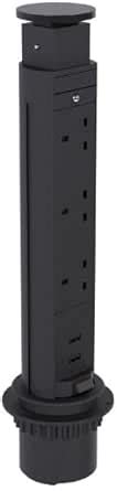 Elektrima Tubus Pop Up Socket Vertical Lead Pull Up Socket Worktop Deskop With USB Black