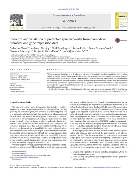 Pdf Inference And Validation Of Predictive Gene Networks From Biomedical Literature And Gene
