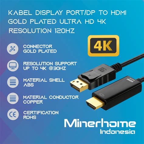 Jual Kabel Display Port DP To HDMI Gold Plated 4K 120Hz High Quality Shopee Indonesia