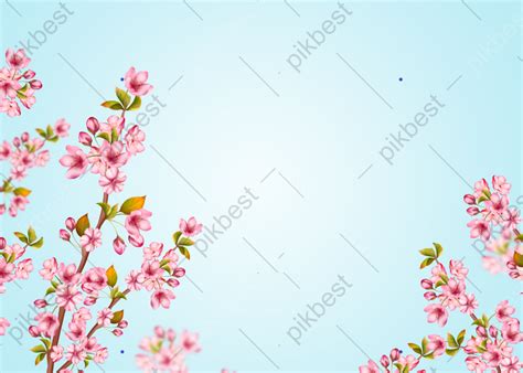 Spring Cherry Blossom Blue Halo Light Effect Background Psd