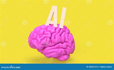 the brain and ai text for technology concept 3d rendering stock