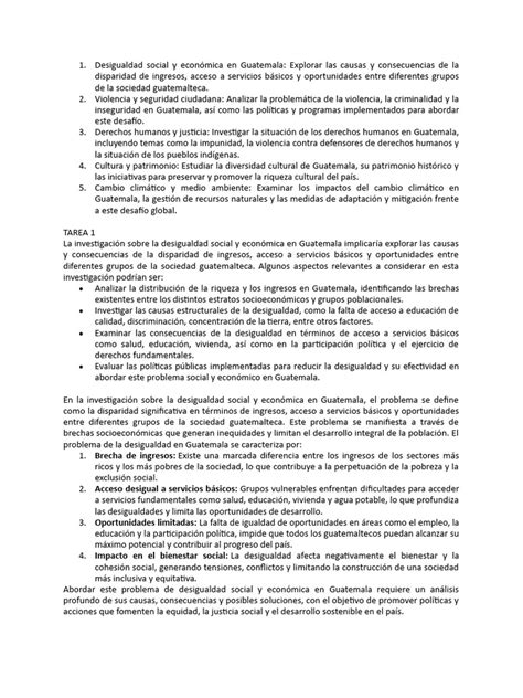 Desigualdad Social Y Económica En Guatemala Investigacion Kelman Franco