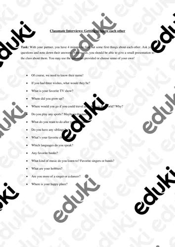 Classmate Interviews E Phase Unterrichtsmaterial Im Fach Englisch