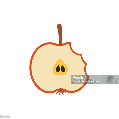 Minimalist Illustration Of A Bitten Apple Core Stock Illustration