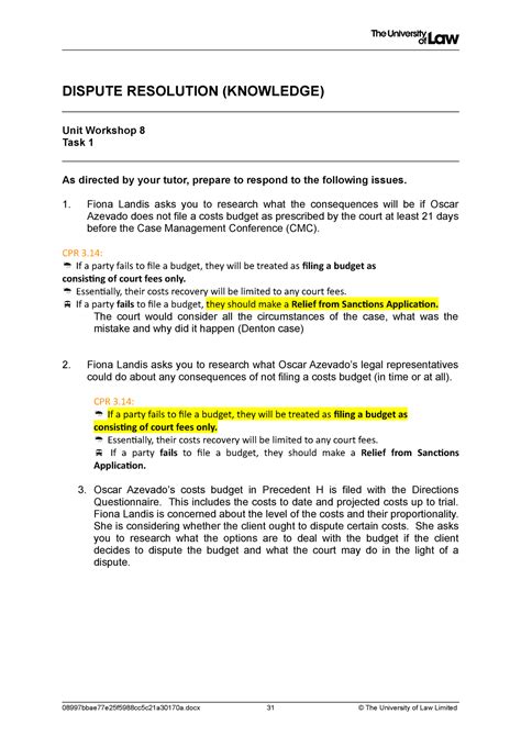 Dr 2223 Dis Ws08 Ce02 Task 01 Dispute Resolution Knowledge Unit