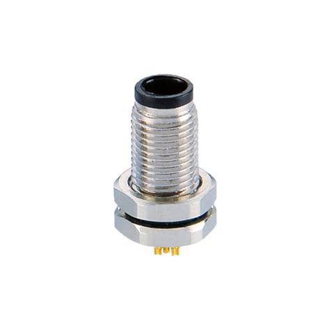 M5 3pins A Code Male Straight Front Panel Mount Connector Unshielded