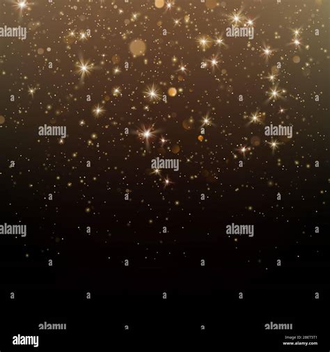 Gold Glittering Star Dust Sparkling Particles On Dark Background Eps