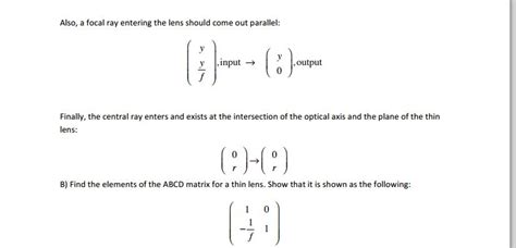 Solved Problem ABCD Matrix One Way To Describe The Chegg