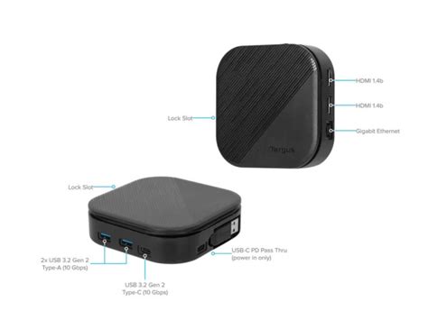 Targus Dock116glz Usb C Universal Dual Monitor Docking Station With Displaylink Black