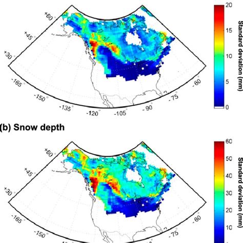 Spatial Distribution Of The Std Dev Of A Swe And B Snow Depth Download Scientific Diagram