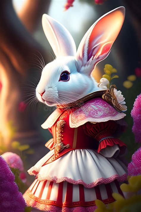 White Rabbit From Alice In Wonderland Generated By Ai Technology Stock