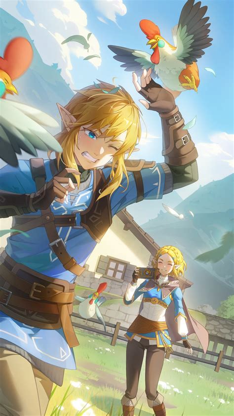 Link Princess Zelda And Cucco The Legend Of Zelda And 1 More Drawn