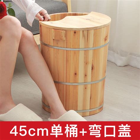 木质高45cm泡脚桶木桶洗脚桶杉木足浴桶足疗木桶足浴盆实木高深桶 虎窝淘