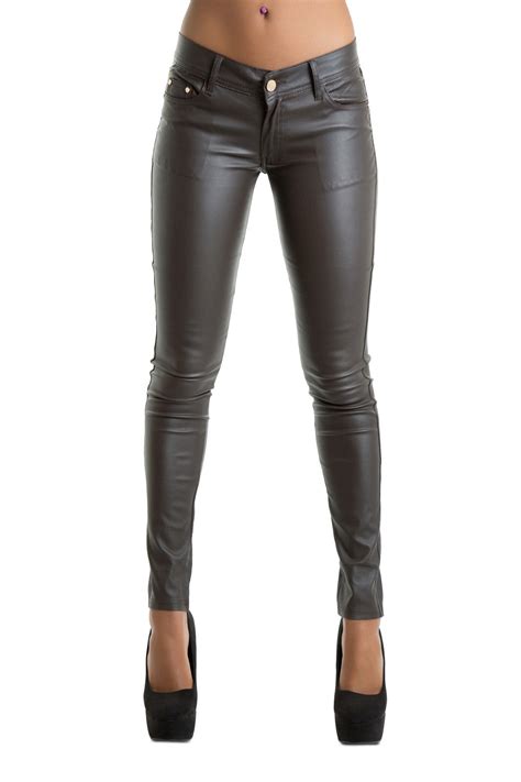 Brown Leather Look Leggings Plus Sizes Ultra