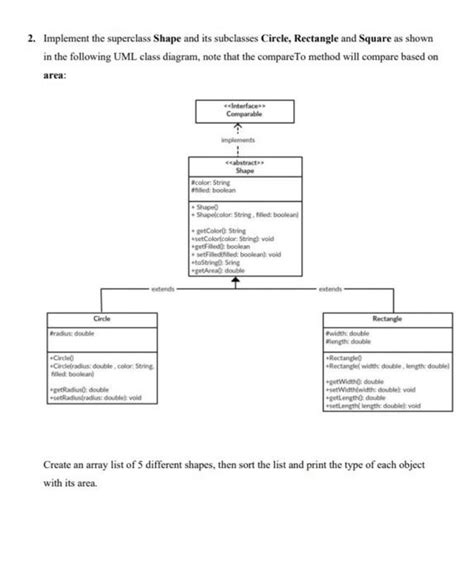 2 Implement The Superclass Shape And Its Subclasses