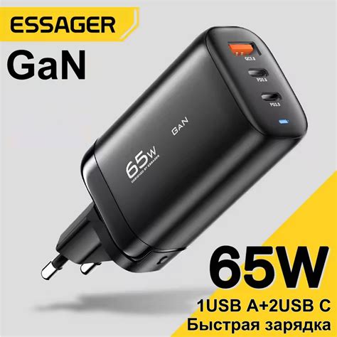 Сетевое зарядное устройство Essager Es Ect2ca 65 Вт Usb 2 0 Type A Usb Type C Quick Charge 4