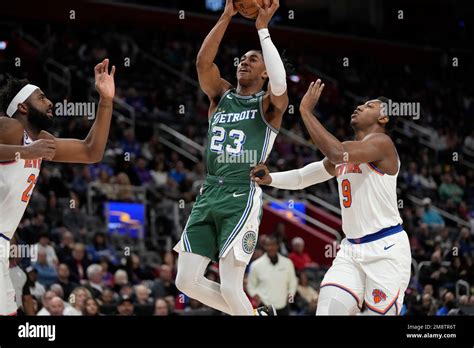 Detroit Pistons Guard Jaden Ivey 23 Attempts A Layup As New York