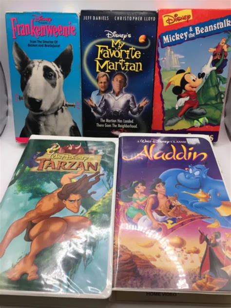LOT OF 5 Original Disney VHS Tapes Tarzan Aladdin Frankenweenie And