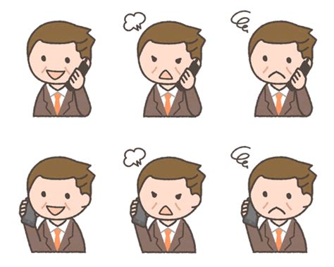 スマホ・携帯電話を持った男性のイラスト無料フリー素材