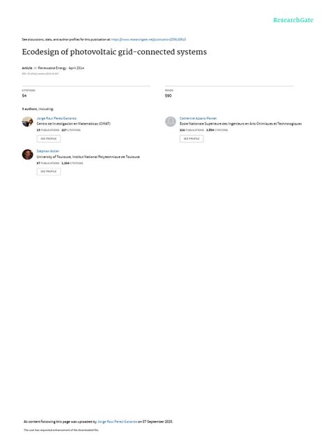 Ecodesign Of Photovoltaic Grid Connected Systems Pdf Photovoltaics Photovoltaic System