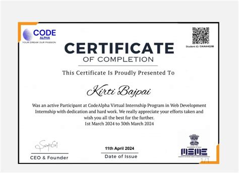kirti bajpai on linkedin thanks to codealpha
