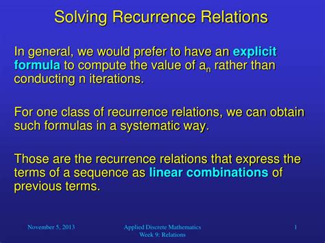 ppt solving recurrence relations powerpoint presentation free