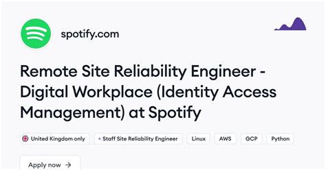 😊 Spotify Is Hiring A Remote Site Reliability Engineer Digital Workplace Identity Access