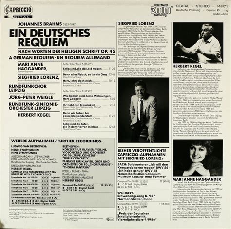 Herbert Kegel Rundfunk Sinfonie Orchester Leipzig Brahms Ein Deutsches Requiem Bertelsmann