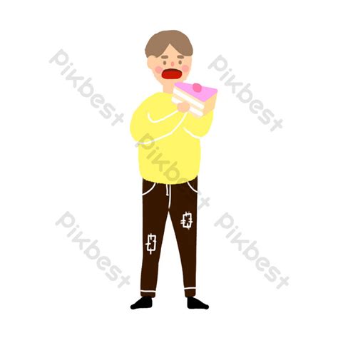 케이크를 먹는 귀여운 소년 일러스트 Png Psd 무료 다운로드 Pikbest
