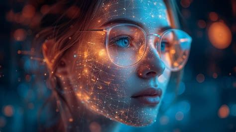 Future Interaction Woman With Neural Interface Device Explores