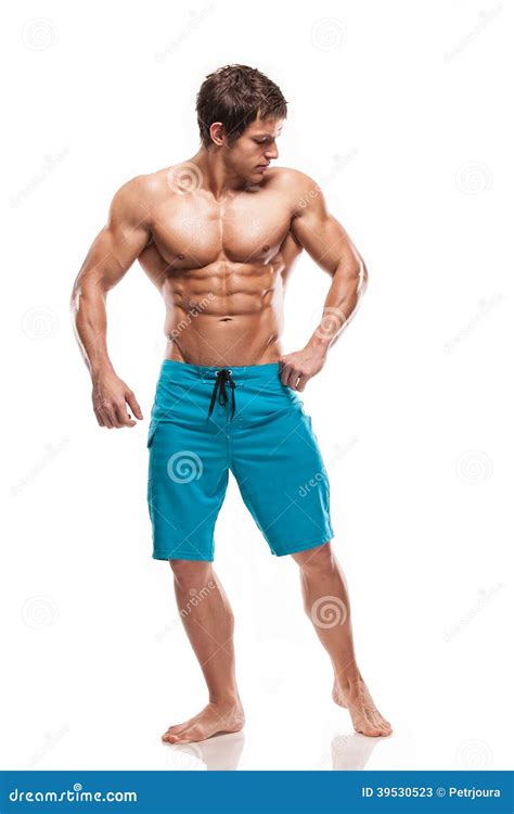Strong Athletic Man Fitness Model Torso Showing Big Muscles Stock Image