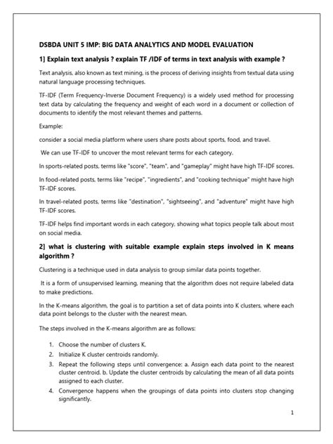 Dsbda Unit 5 Imp Batnotes Pdf Cluster Analysis Receiver Operating