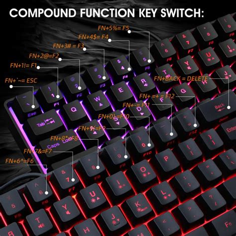 Gaming Keyboard Rgb Lighting 61 Key Keyboard Multi Vicedeal