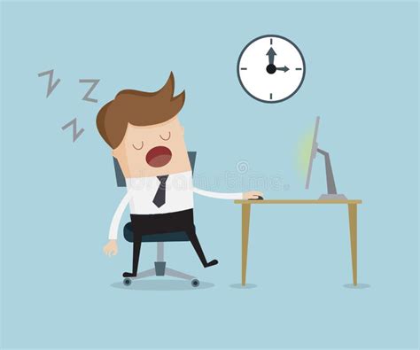 Businessman Sleeping Front Of Computer Stock Vector Illustration Of