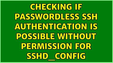 Checking If Passwordless Ssh Authentication Is Possible Without