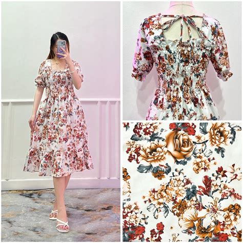 Jual Rd Fashion Smocked Dress Gaun Musim Panas Kasual Baru Lengan