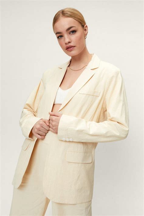 Womens Cotton Single Breasted Blazer Boohoo Uk