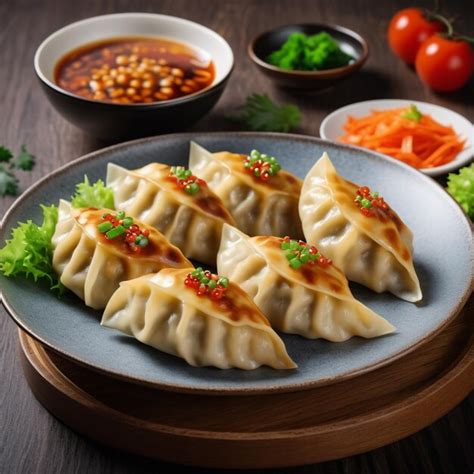 Premium Photo Gyoza Fried Dumplings With Minced Meat And Vegetable