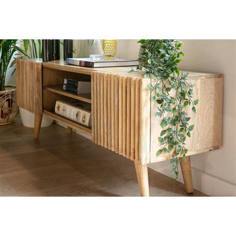 Miliboo Meuble TV Bois Manguier Massif Avec Portes Coulissantes L140
