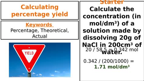 Aqa Chemistry Percentage Yield New Gcse Teaching Resources