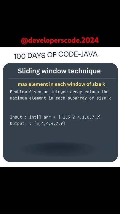 Sliding Window Technique Java Javaprogramming Coding