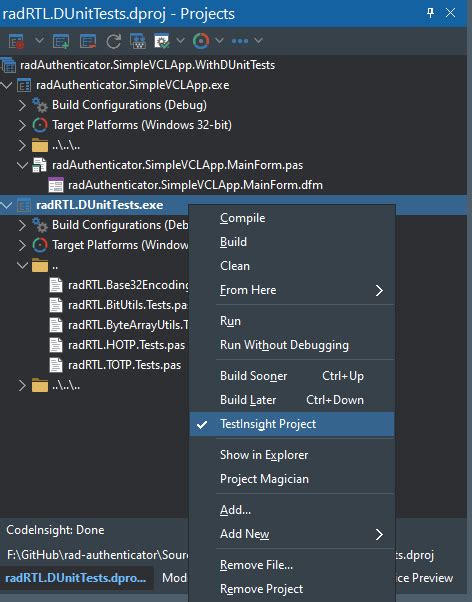 Radauthenticator Part Upgrade Unit Testing In Delphi With