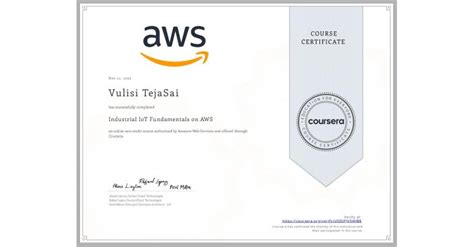 Teja Sai Vulisi On Linkedin Completion Certificate For Industrial Iot