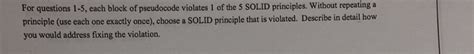 solved for questions 1 5 each block of pseudocode violates