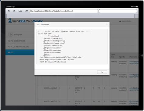Sql Server Web Monitor Screenshots