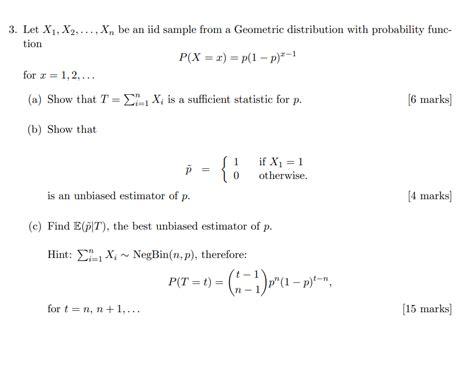 Solved 3 Let X1 X2 Xn Be An Iid Sample From A