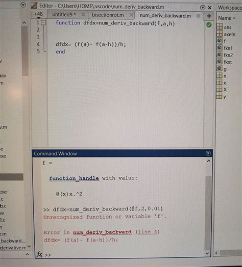 numerisk derivata programmering matlab pluggakuten