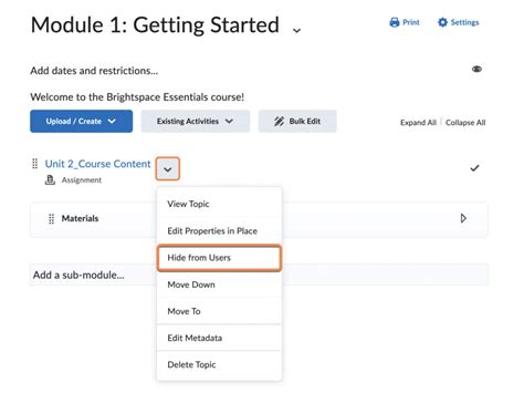 Course Content In Brightspace Brightspace Essentials