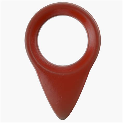 Big Simple Red Scratched Plastic Map Marker With Hole 3d Model